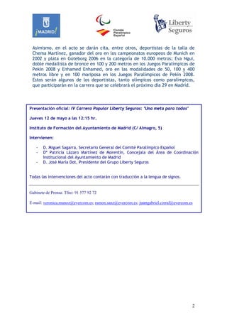 Convocatoria presentación iv carrera liberty seguros | PDF