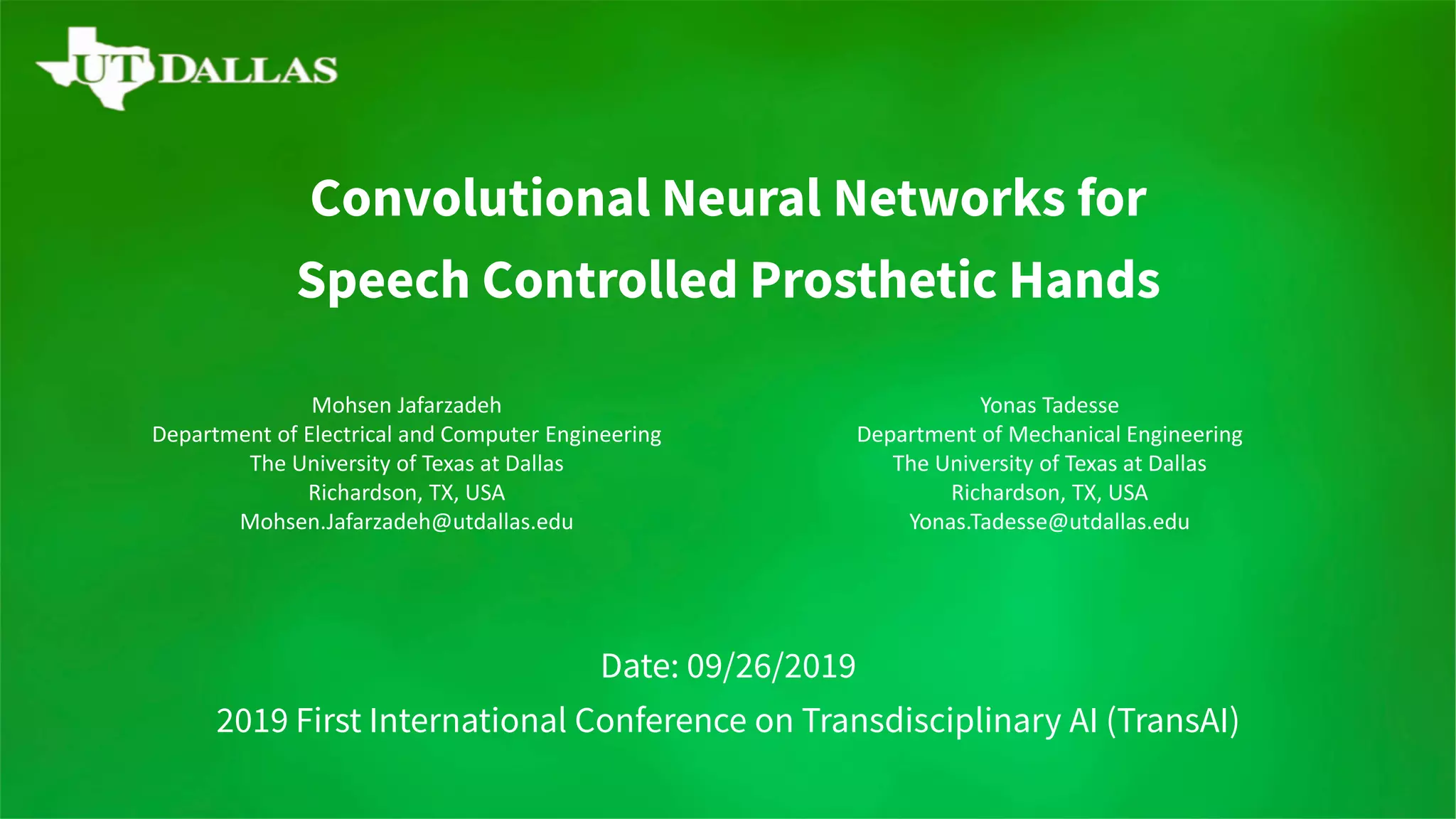 Convolutional neural networks for speech controlled prosthetic hands | PDF