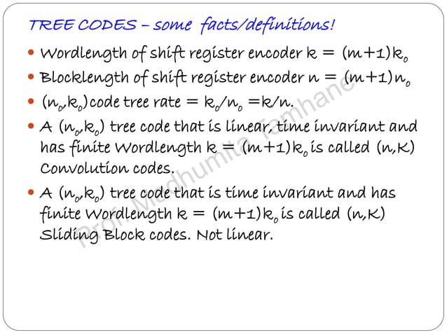 Convolution codes - Coding/Decoding Tree codes and Trellis codes for ...