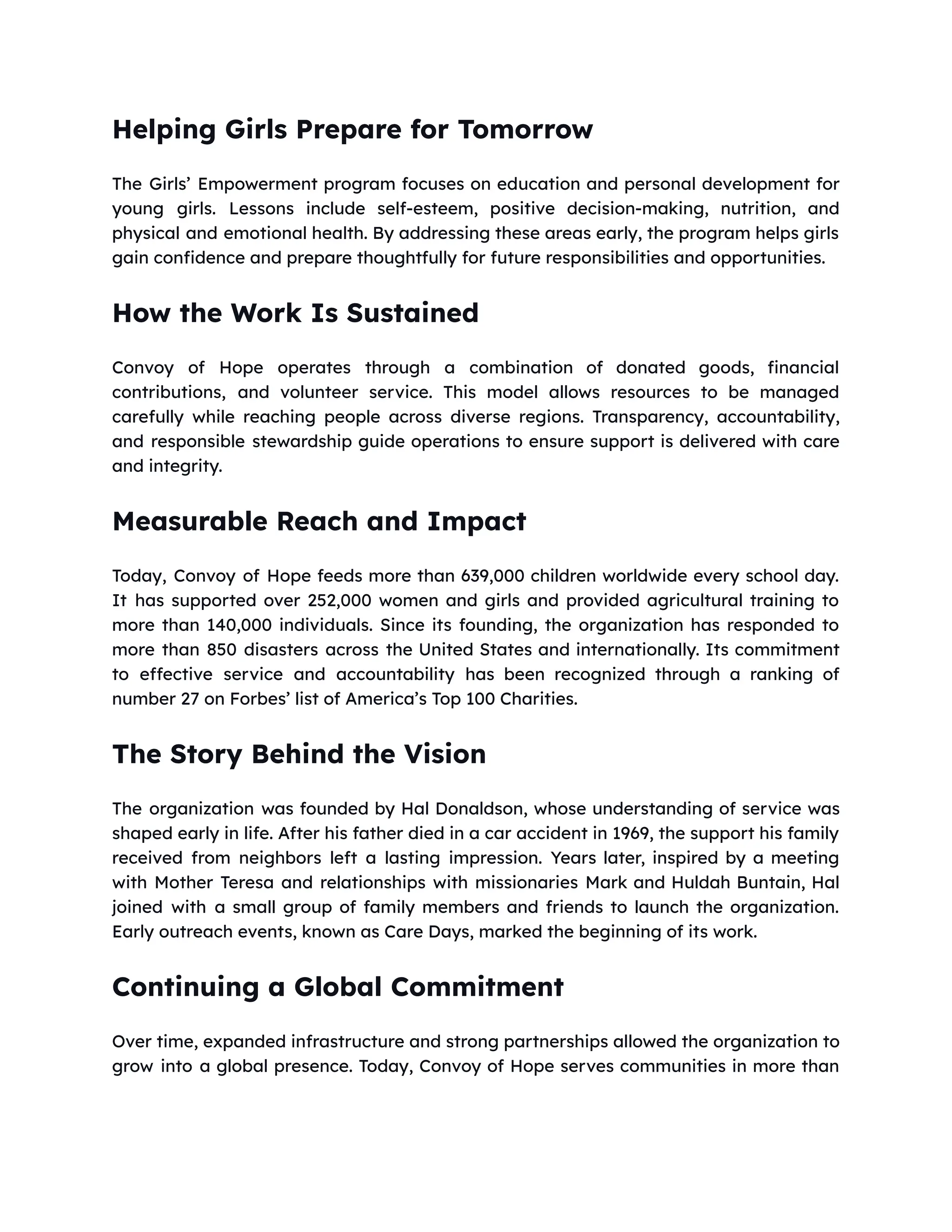 Convoy of Hope humanitarian aid and logistics | PDF