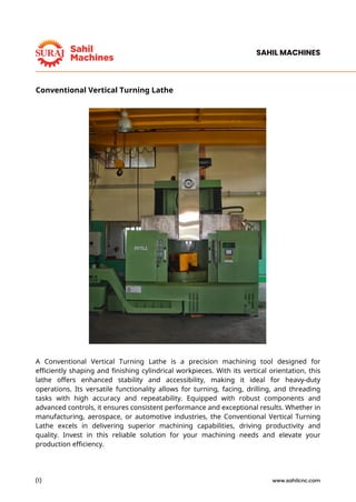 Precision Engineering with Sahil Machines: Conventional Vertical ...