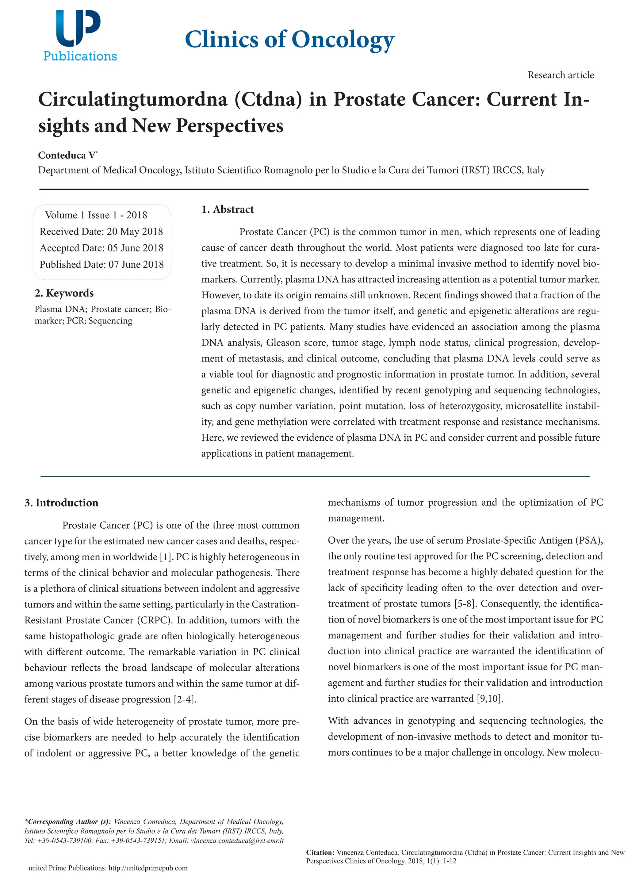 Circulatingtumordna (Ctdna) in Prostate Cancer: Current Insights and ...
