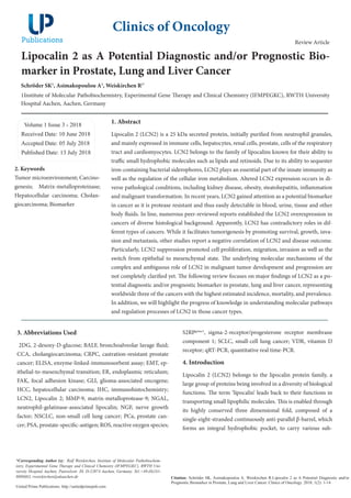 Lipocalin 2 as a Potential Diagnostic and/or Prognostic Biomarker in Prostate, Lung and Liver ...