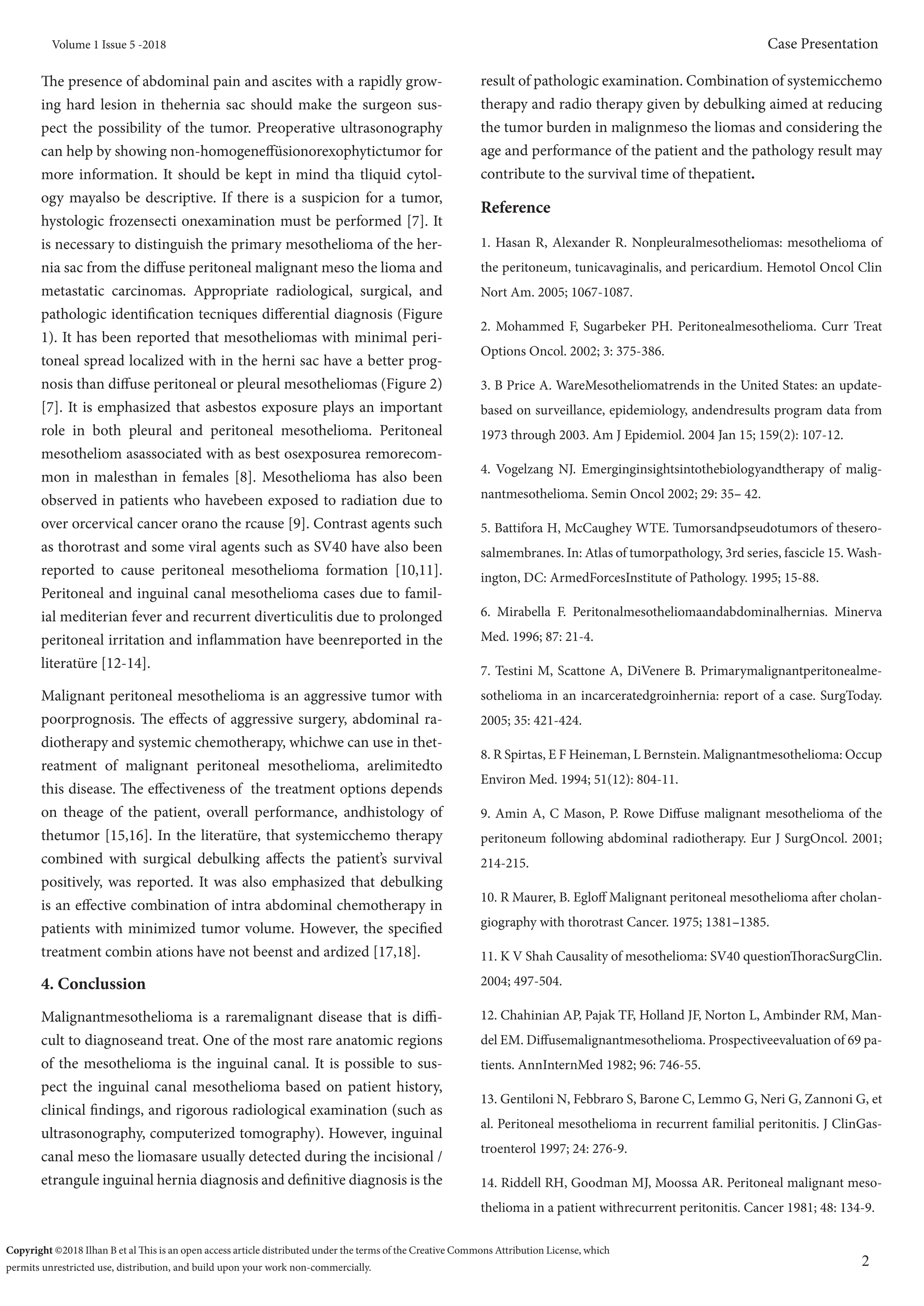 Incidentally detected peritoneal Mesothelioma in an Inguinalhernia ...