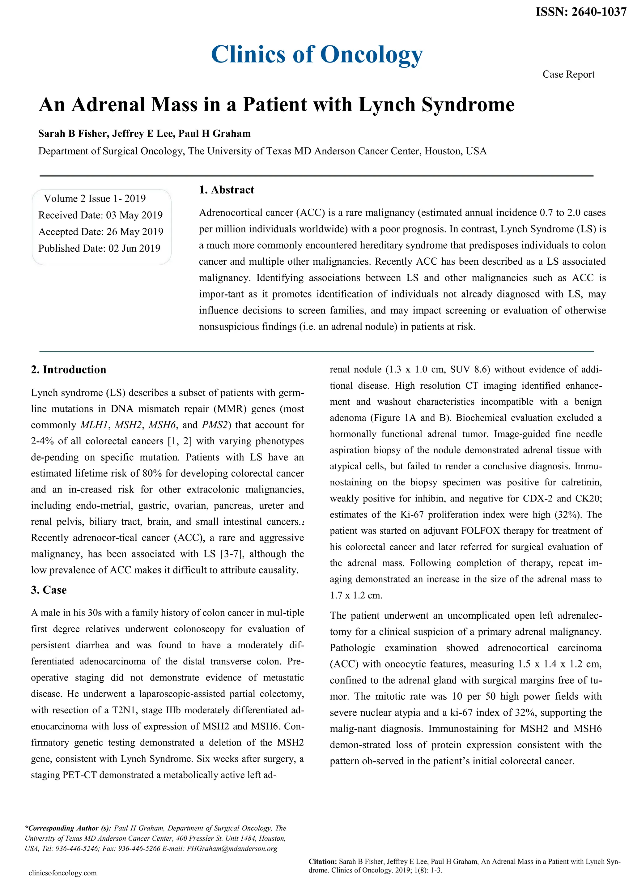 An Adrenal Mass in a Patient with Lynch Syndrome | PDF