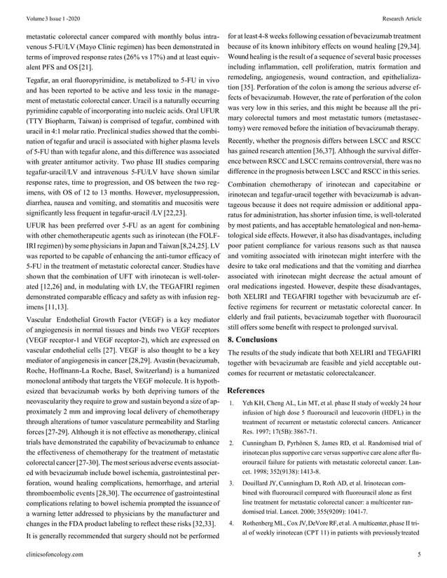Both XELIRI And TEGAFIRI Togetherwith Bevacizumab are Effective for ...