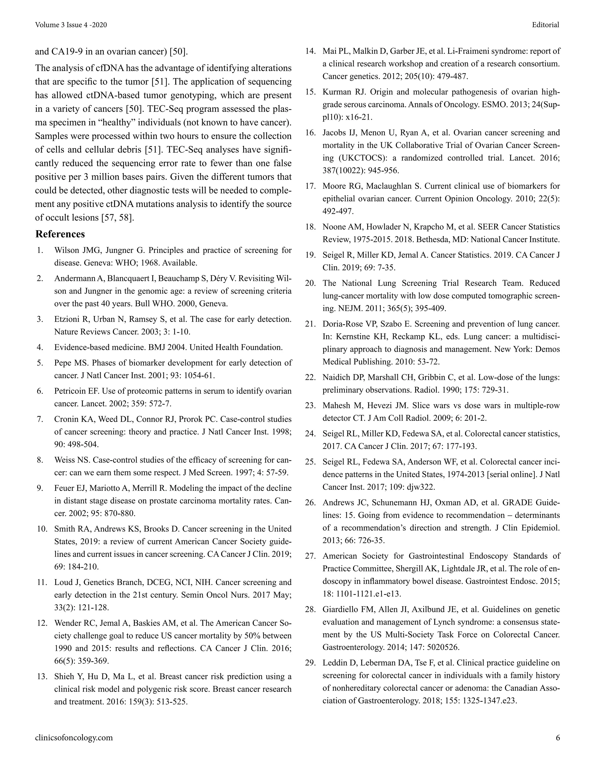 Principles of Cancer Screening | PDF