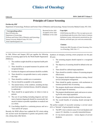 Principles of Cancer Screening | PDF
