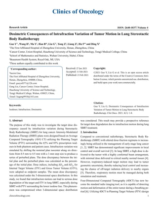 Dosimetric Consequences of Intrafraction Variation of Tumor Motion in Lung Stereotactic Body ...