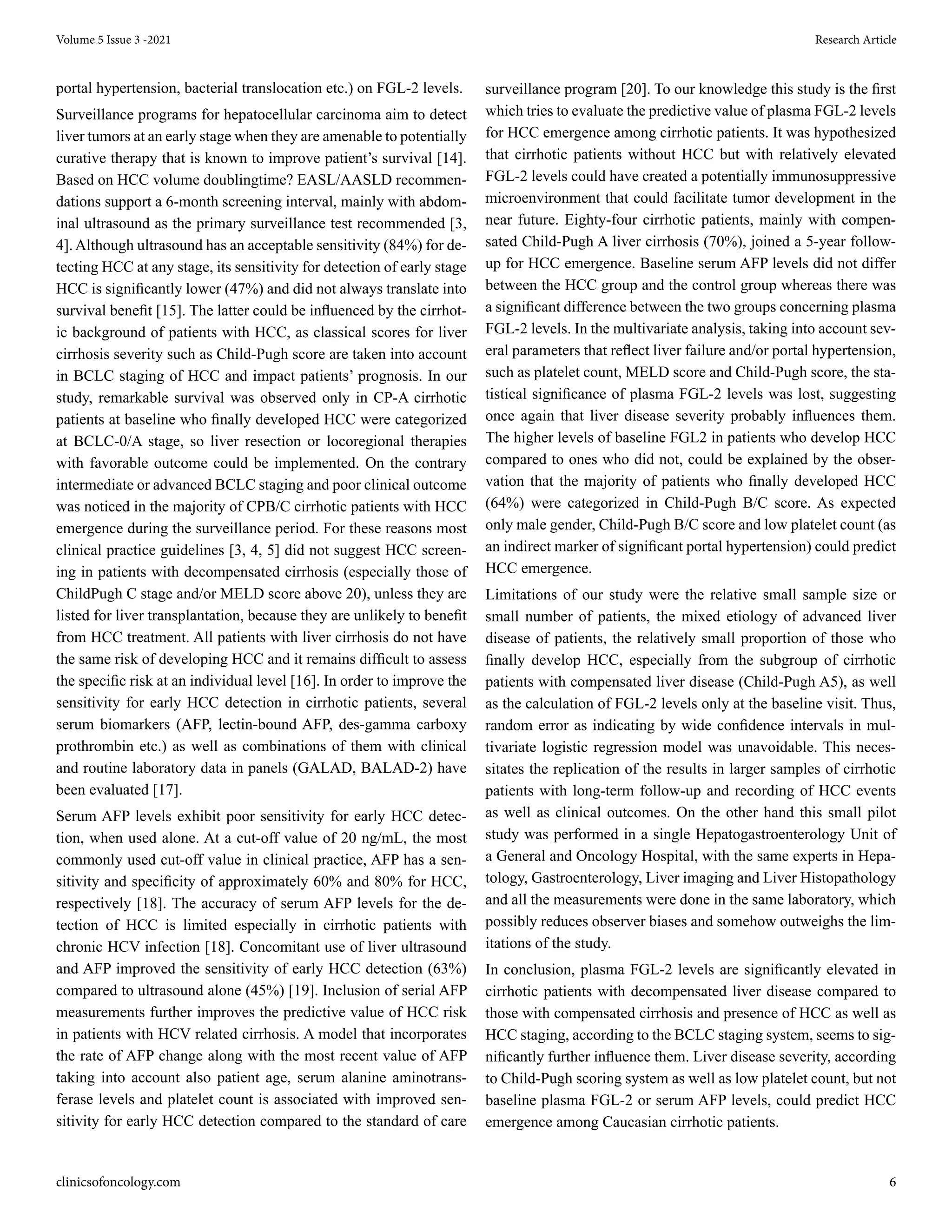 Predictive Value of Biomarkers Fibrinogen Like Protein-2 and A ...