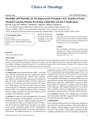 Morbidity and Mortality are Not Improved by Preemptive ICU Transfer of ...