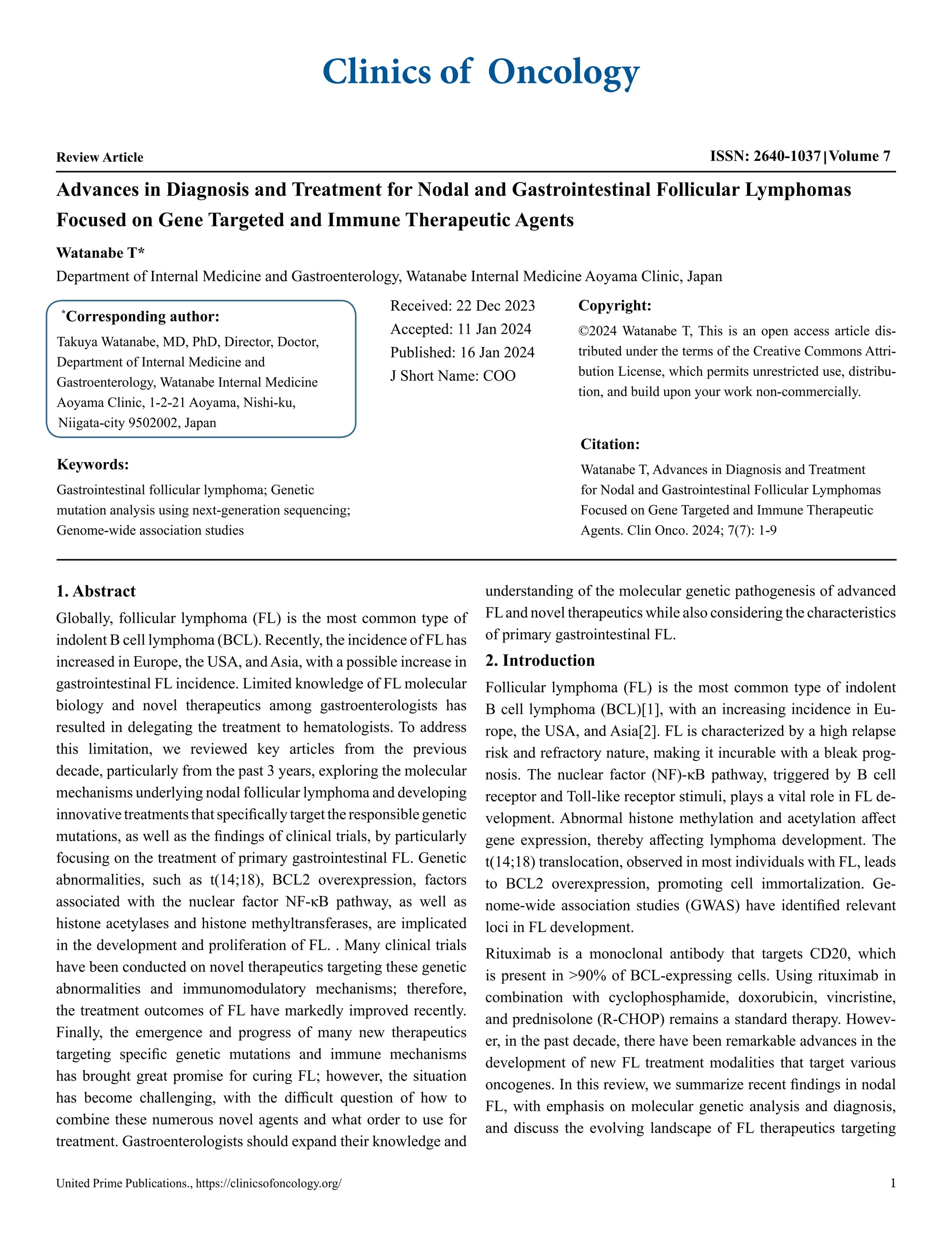 Advances in Diagnosis and Treatment for Nodal and Gastrointestinal ...