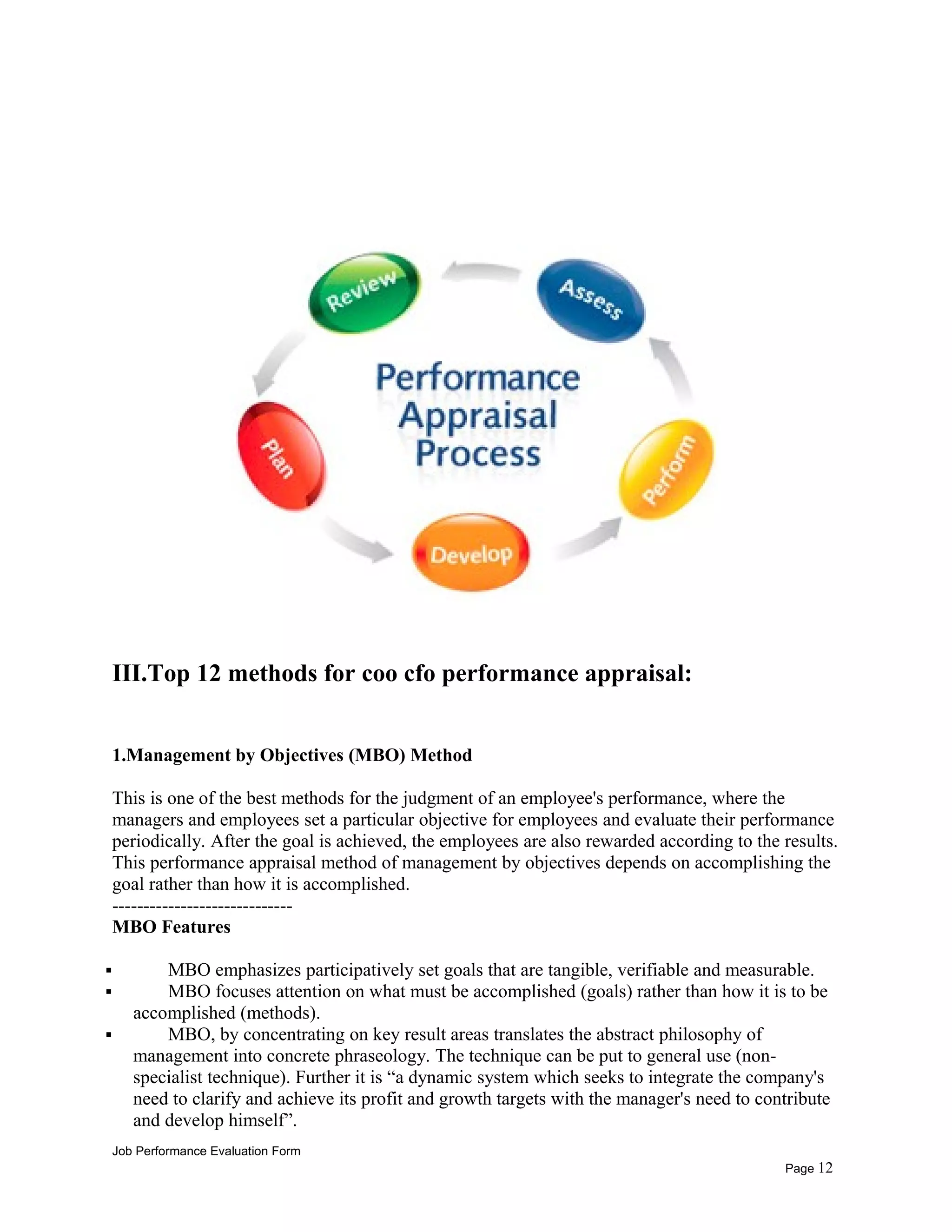 Coo cfo performance appraisal | DOC