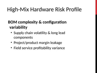 COO Development Plan - High Mix Hardware and Software - Dave Litwiller ...