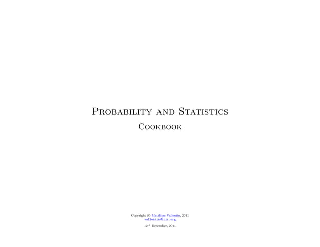 Probability and Statistics Cookbook | PDF