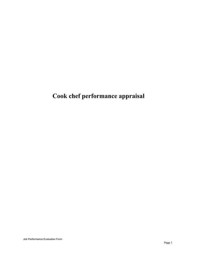 Cook chef performance appraisal | DOC