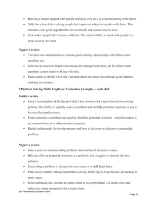 Cook chef performance appraisal | DOC