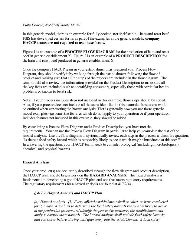 HACCP PLAN - COOKED MEAT-NOT SHELF STABLE