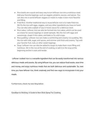 Tips for storing and consuming leftover cook rice | PDF | Gardening ...