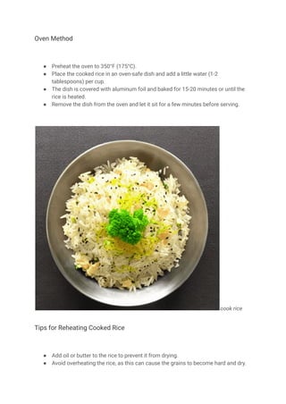 Tips for storing and consuming leftover cook rice | PDF | Gardening ...