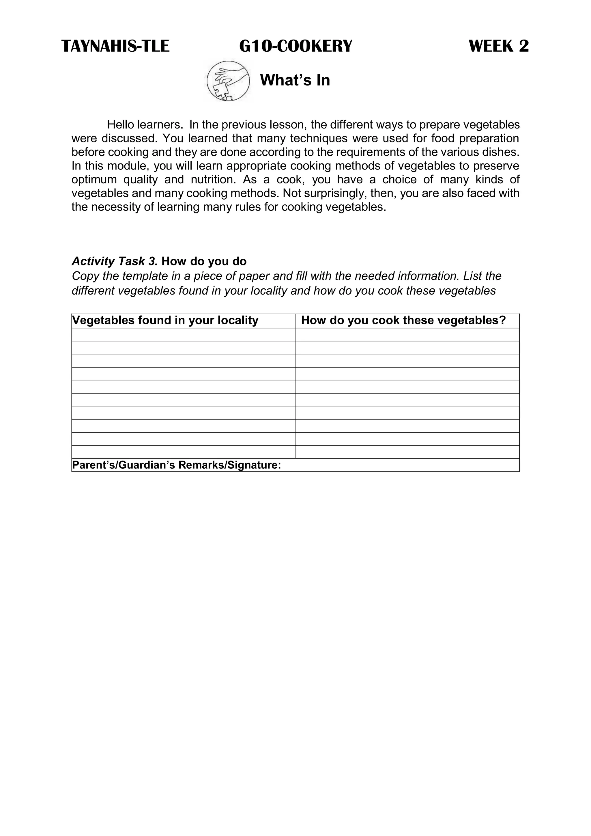 Cookery 10-q2-prepare-vegetables | PDF