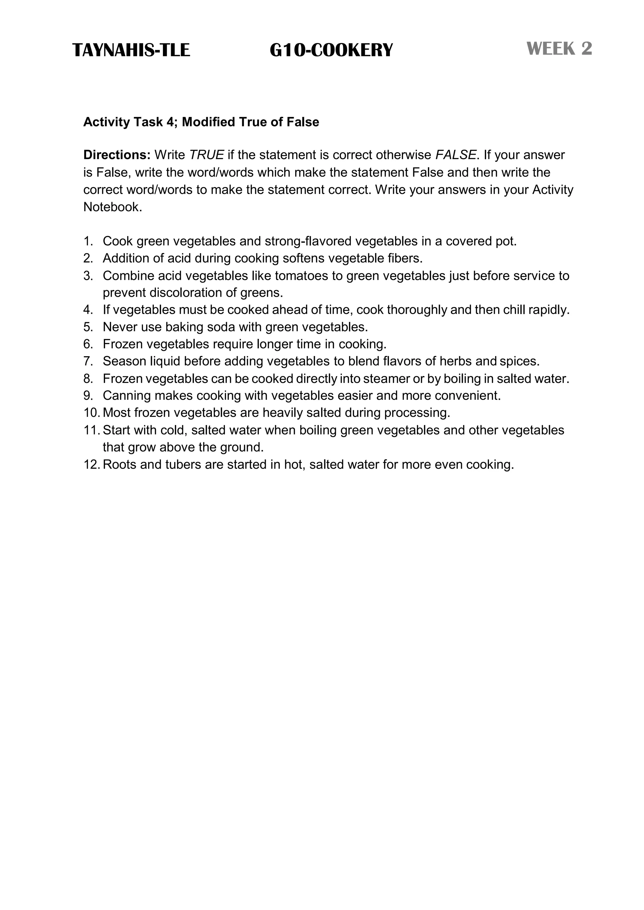 Cookery 10-q2-prepare-vegetables | PDF