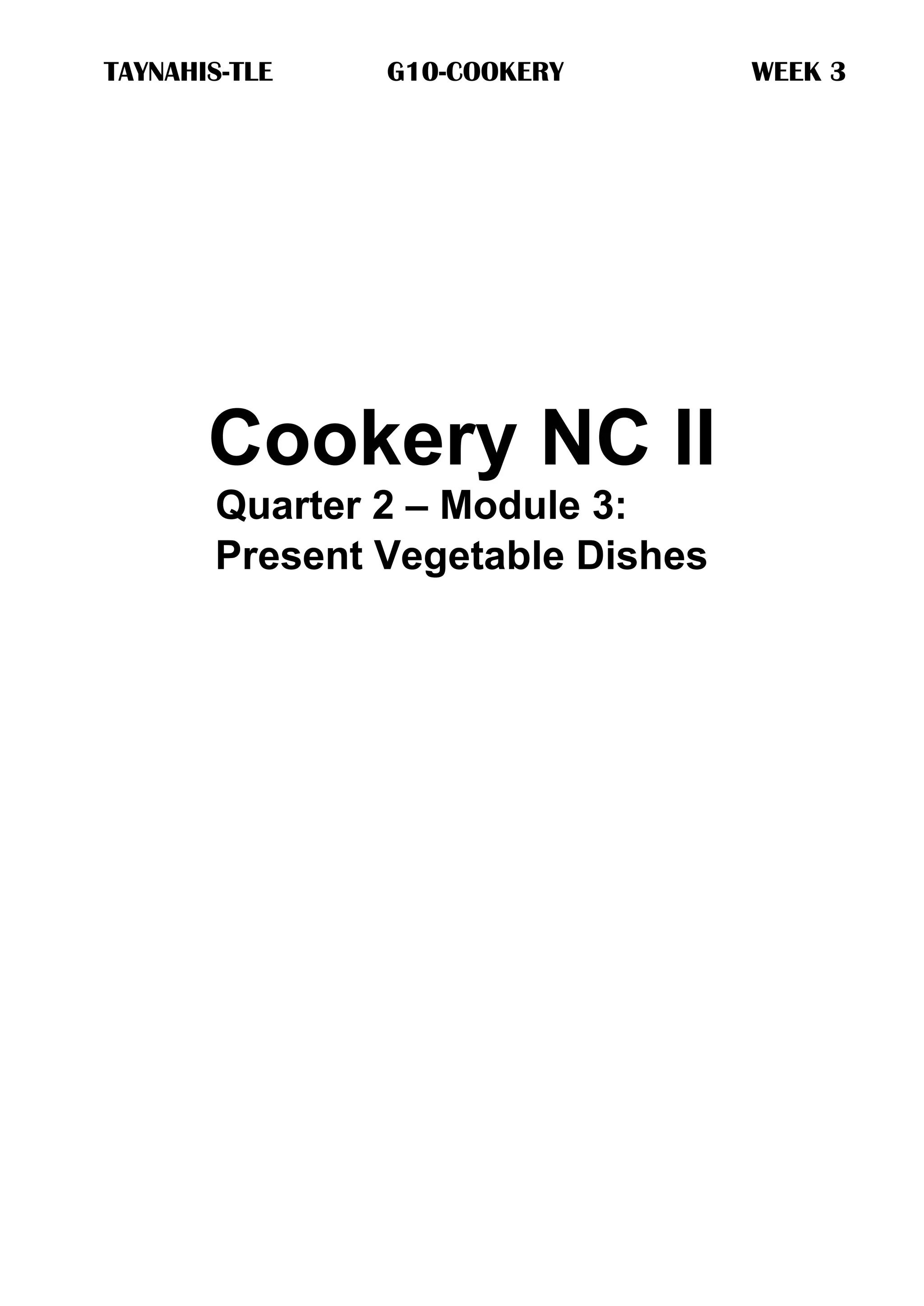 Cookery 10-q2-prepare-vegetables | PDF