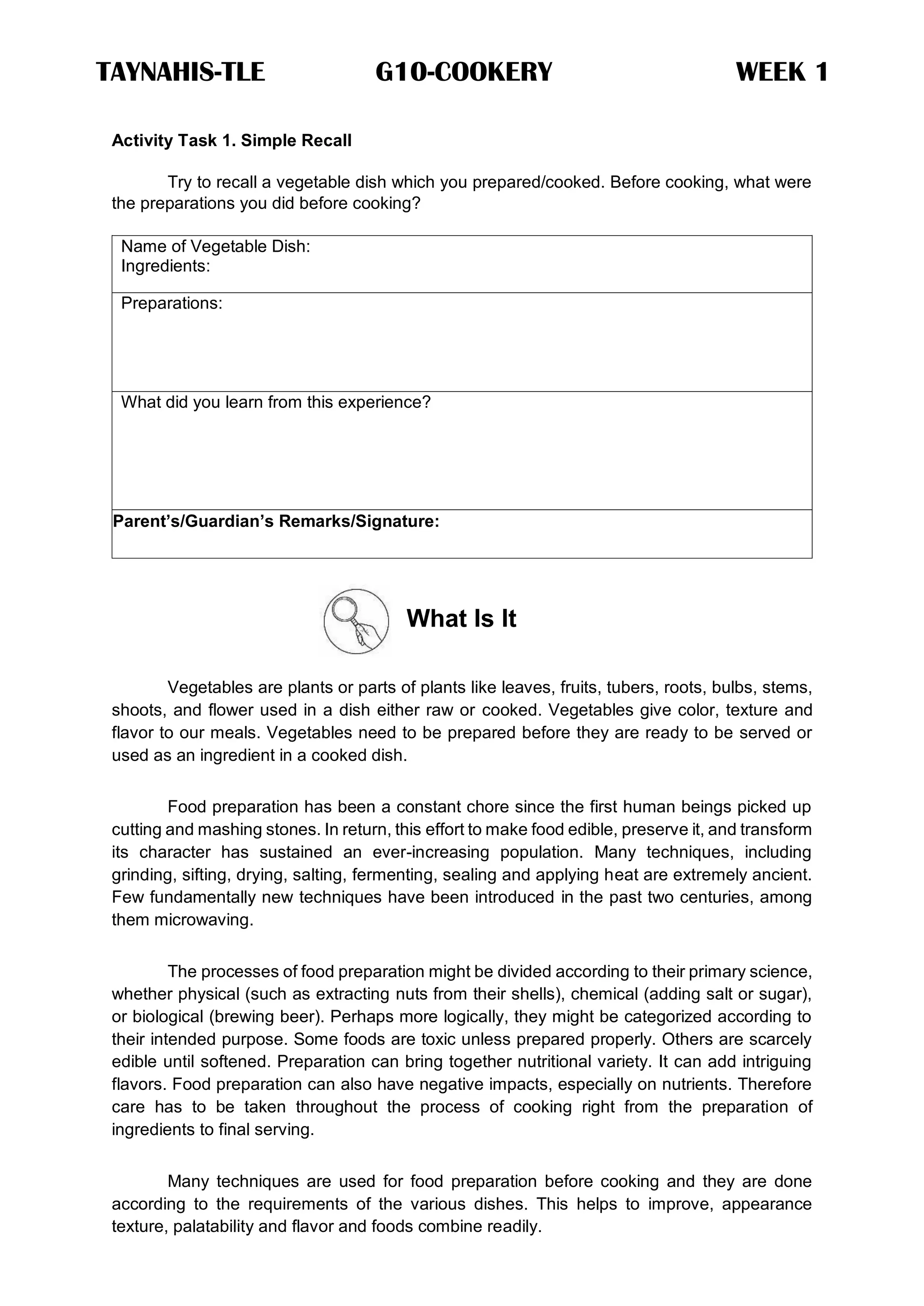 Cookery 10-q2-prepare-vegetables | PDF