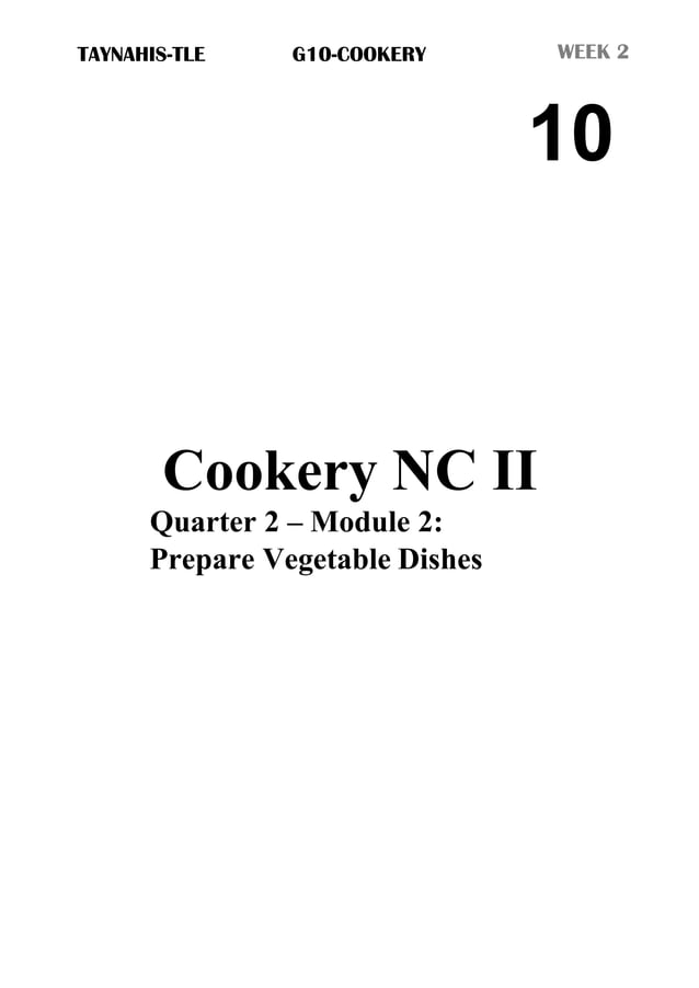 Cookery 10-q2-prepare-vegetables | PDF