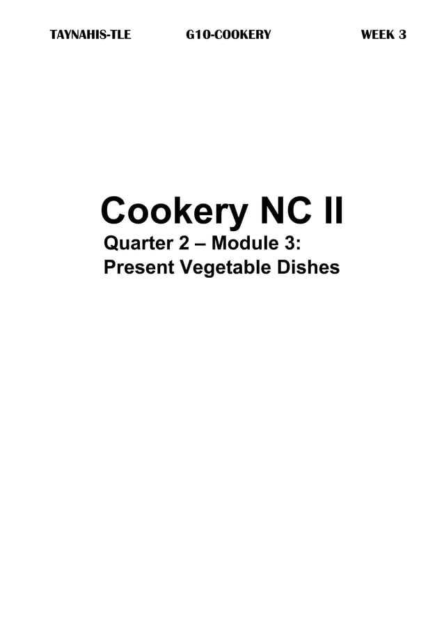 Cookery 10-q2-prepare-vegetables | PDF