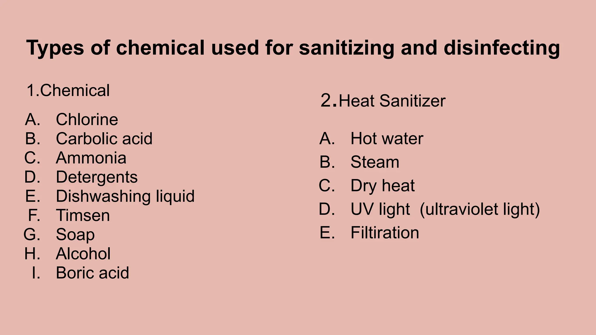 Major cookery types of disinfectant and chemicals used and procedures | PPT