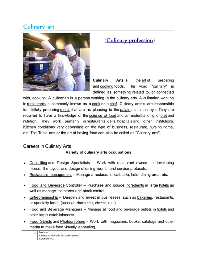 Cookery -module_1 | DOCX | Cooking | Food & Drink