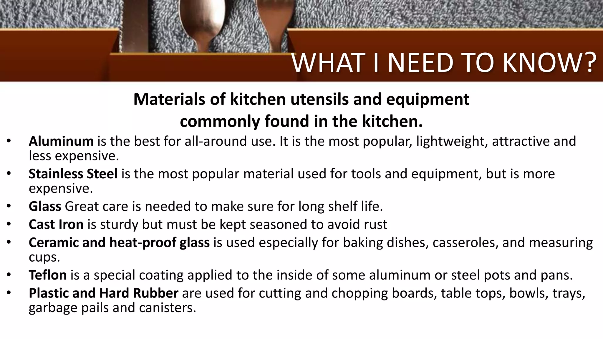 Use and maintain kitchen tools and equipment | PPTX