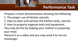 Use and maintain kitchen tools and equipment | PPTX