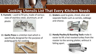 Use and maintain kitchen tools and equipment | PPTX