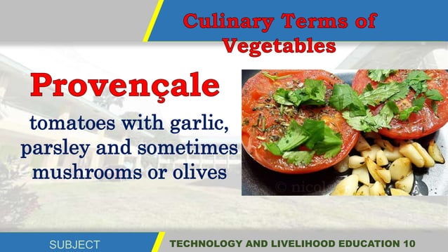 Cookery 10 2nd quarter LESSON 3 Vegetable Terms in culinary.pptx ...
