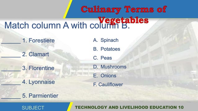 Cookery 10 2nd quarter LESSON 3 Vegetable Terms in culinary.pptx ...