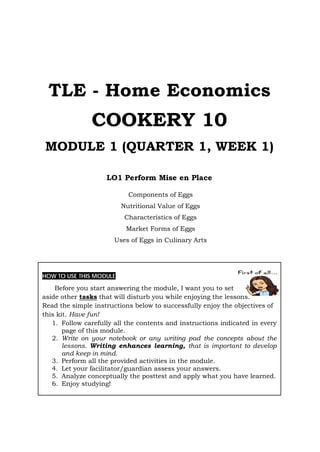 Cookery 10 q1 mod1 | PDF