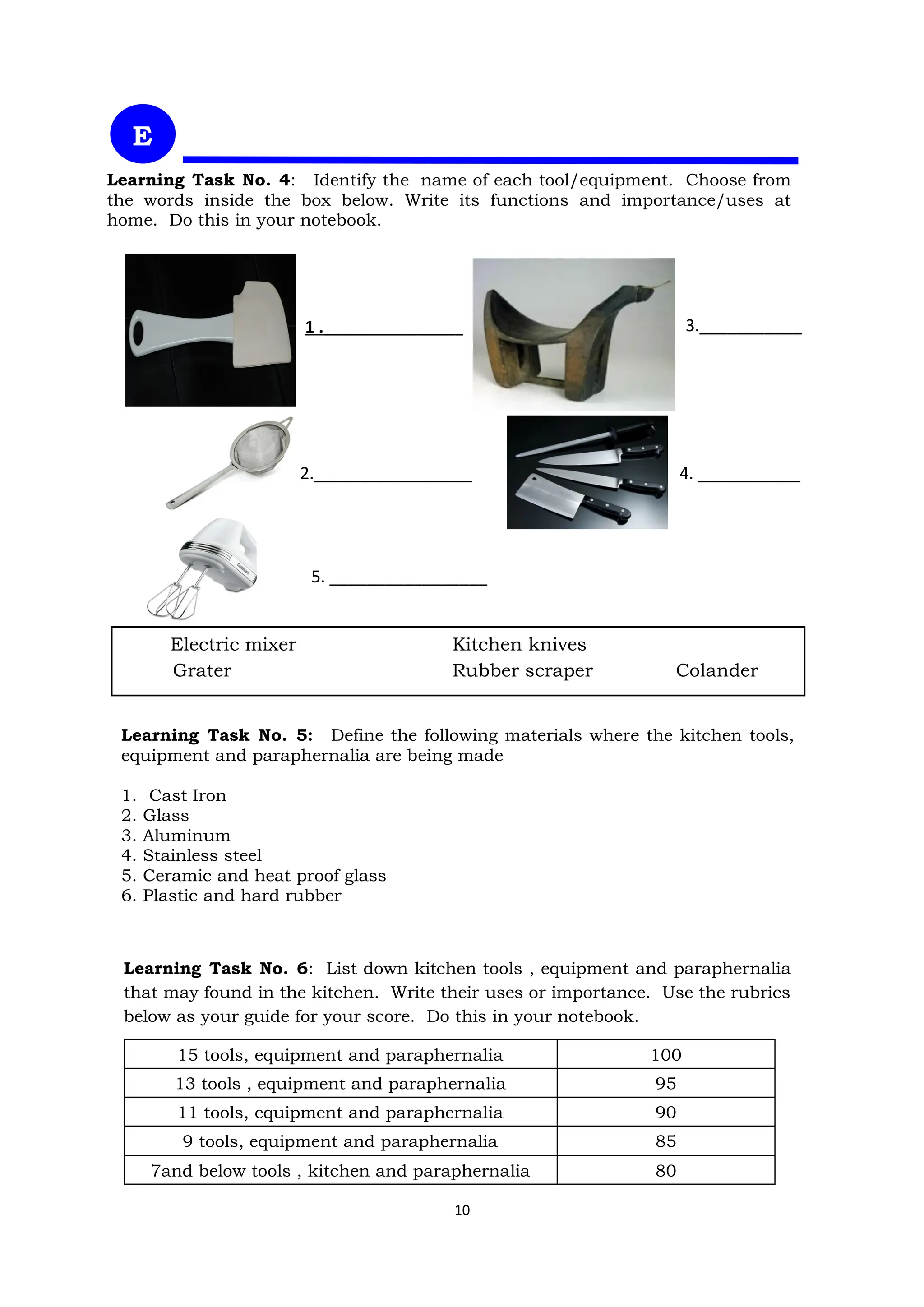 cookery 7 Identify kitchen tools, utensils and equipment in the kitchen.pdf