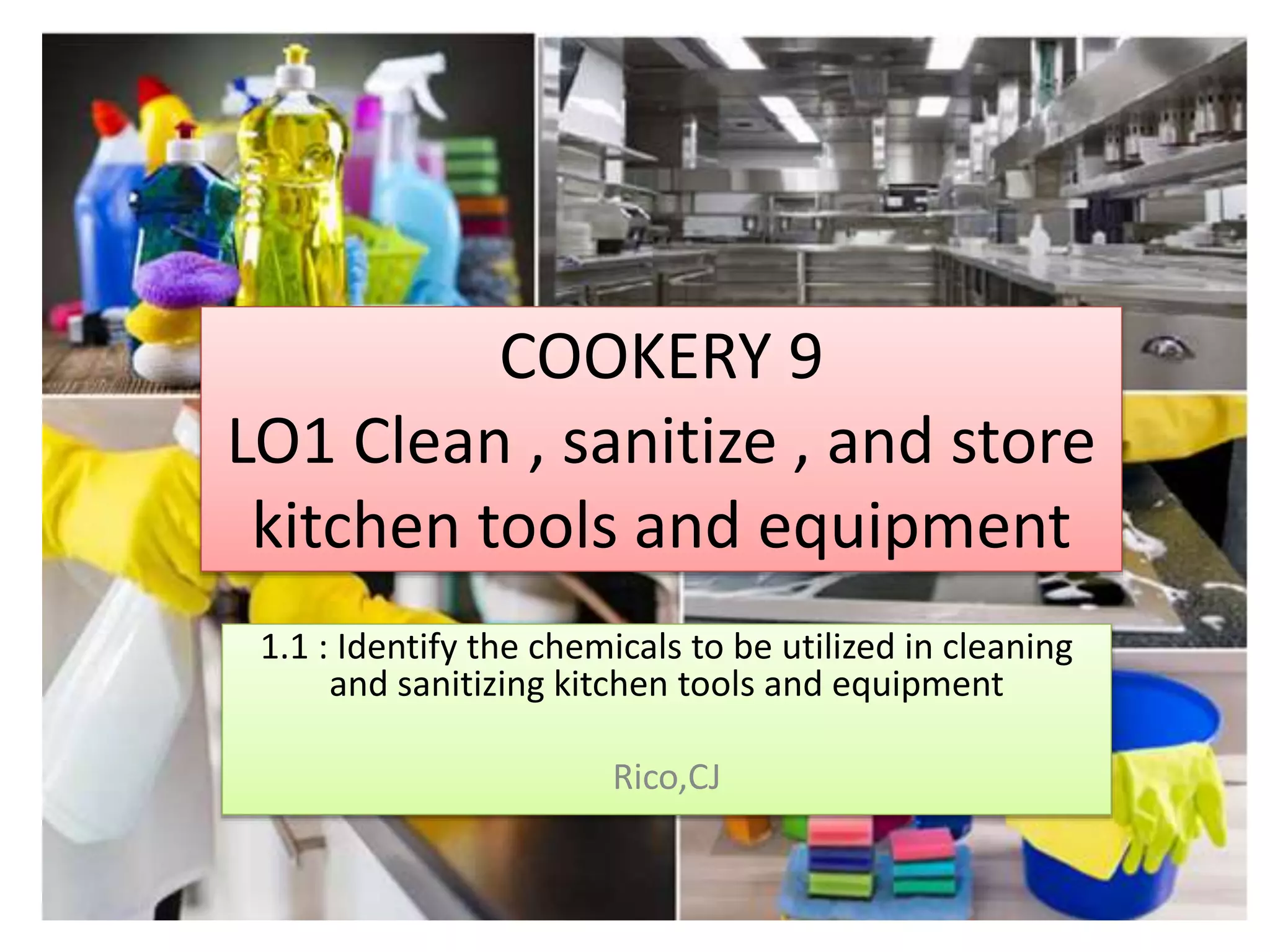 Cookery 9 1st quarter lo1 1 identify the chemicals to be utilized in ...