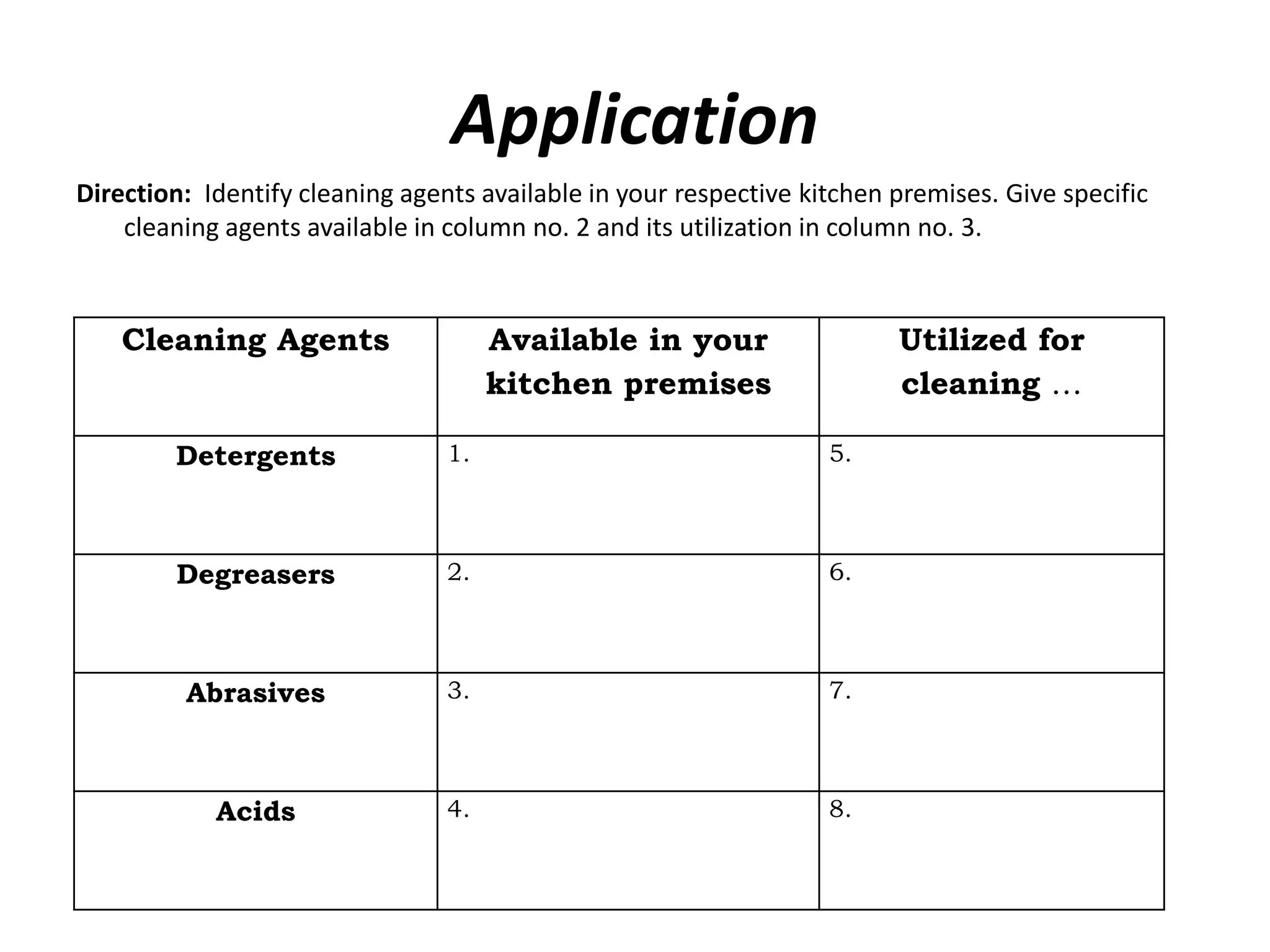 Cookery 9 1st quarter lo1 1 identify the chemicals to be utilized in ...