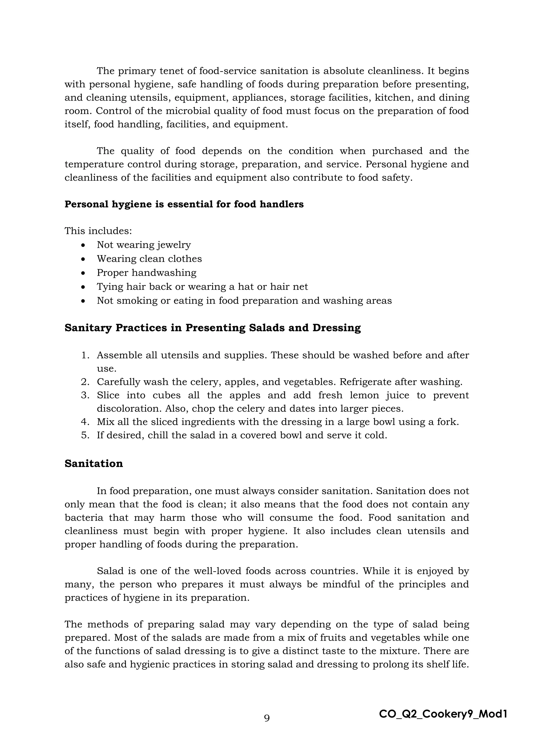 Cookery9 q2 mod1_lesson3-4_prepare_saladanddressing_v3 | PDF