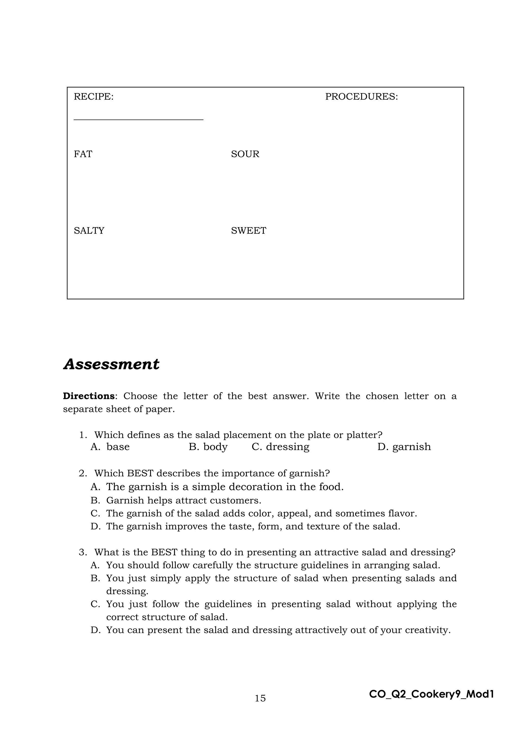 Cookery9 q2 mod1_lesson3-4_prepare_saladanddressing_v3 | PDF
