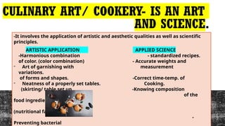 cookery chapter 1 all about cookery and foods | PPTX