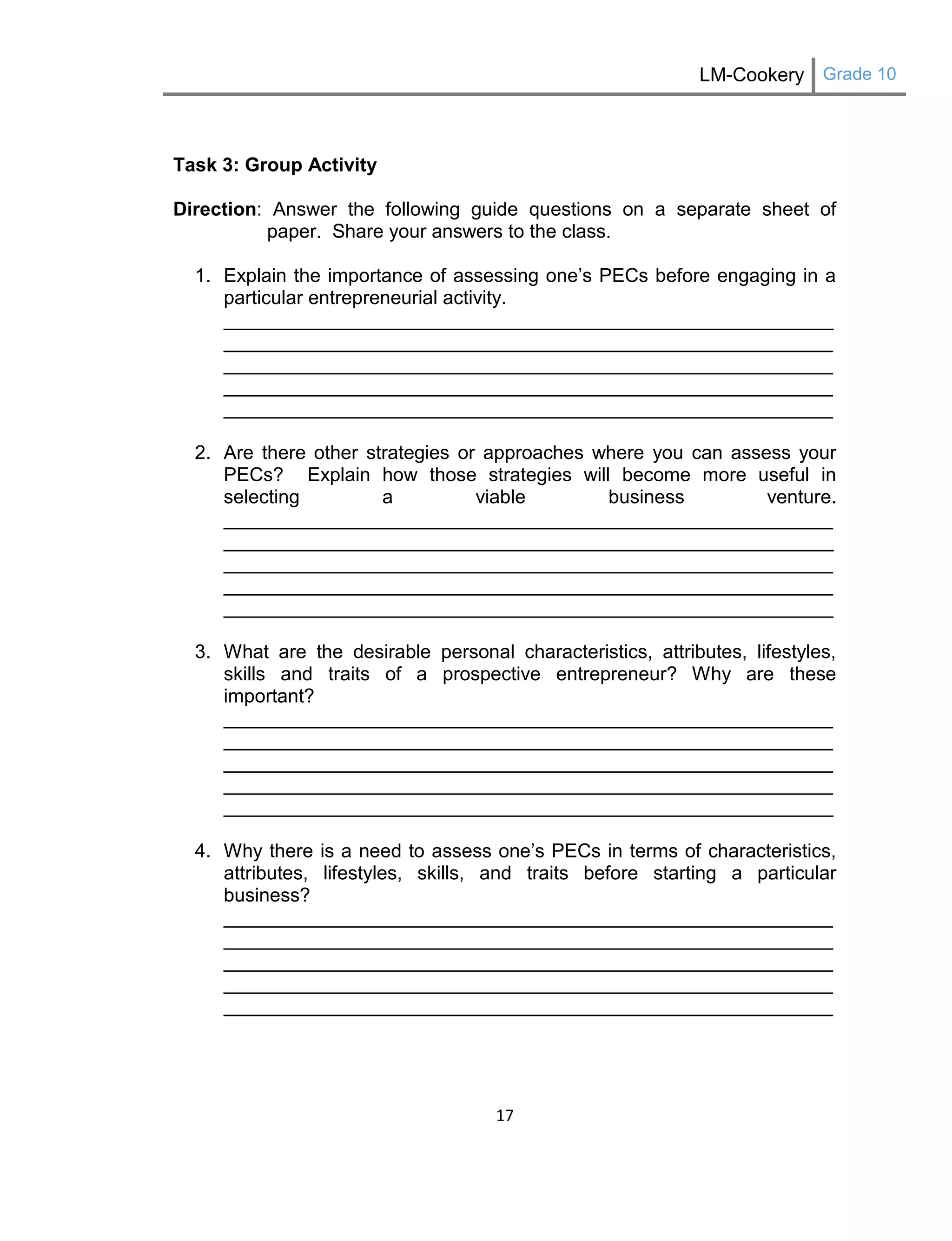 Learning Module Cookery Grade 10 | PDF