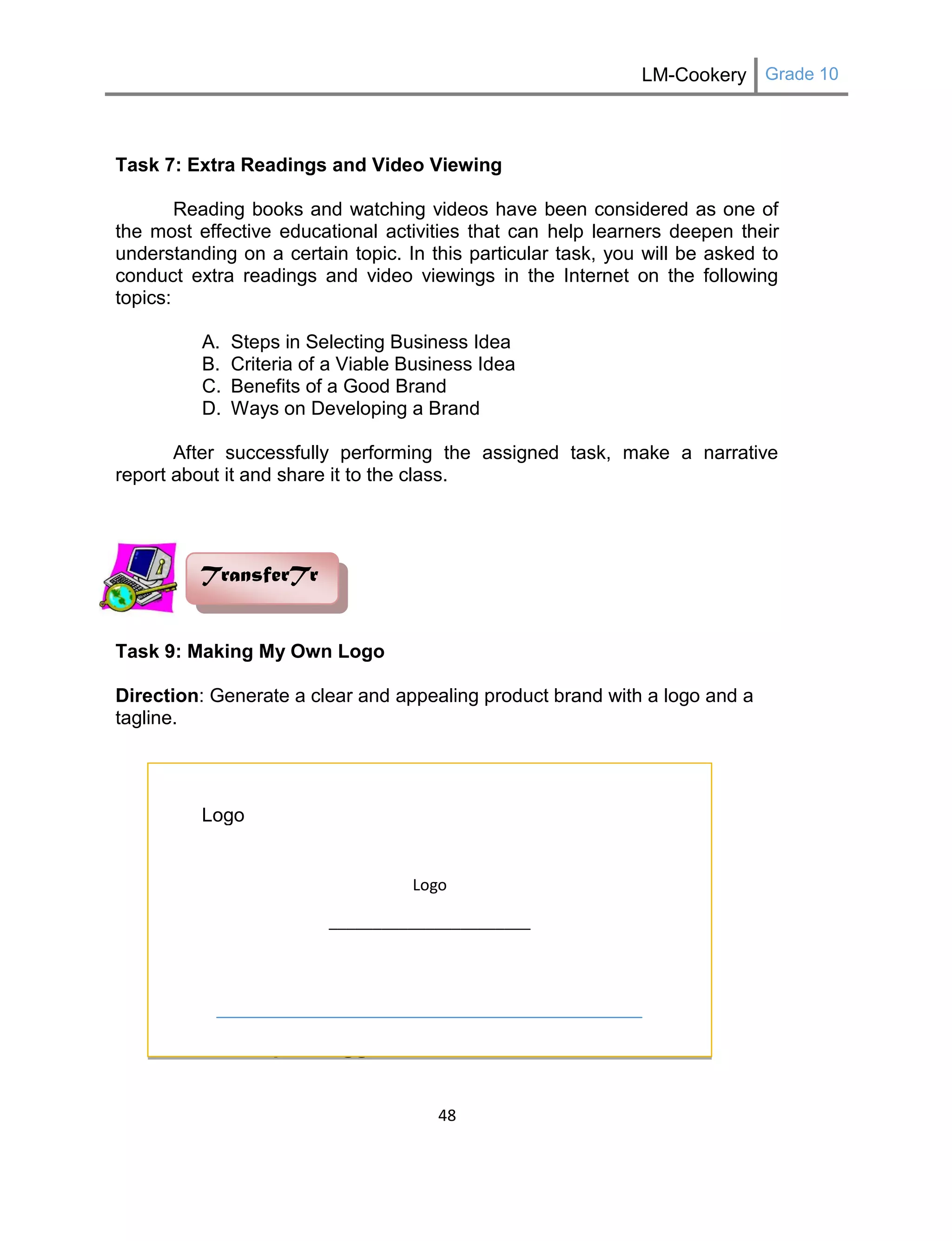 Learning Module Cookery Grade 10 | PDF