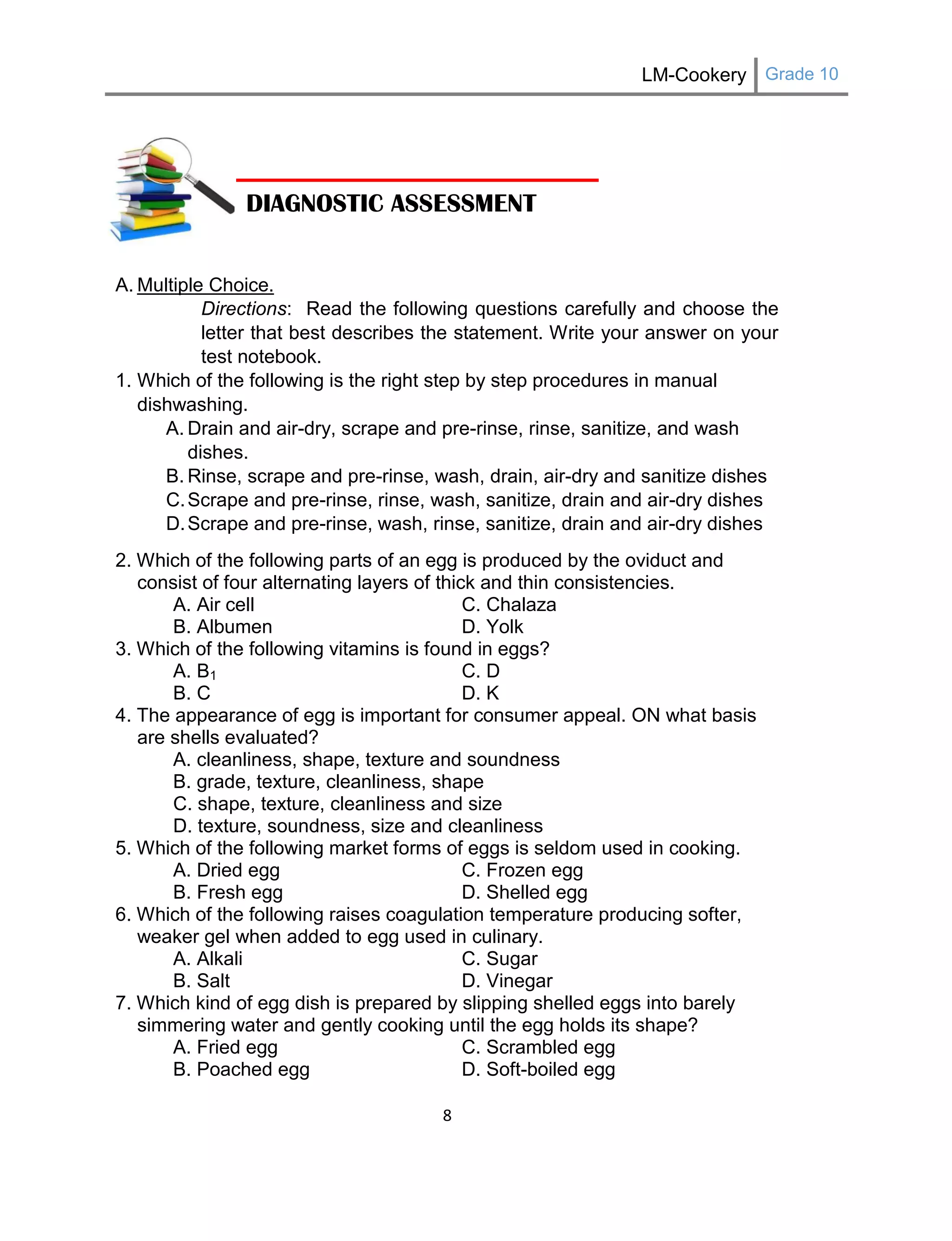 Learning Module Cookery Grade 10 | PDF