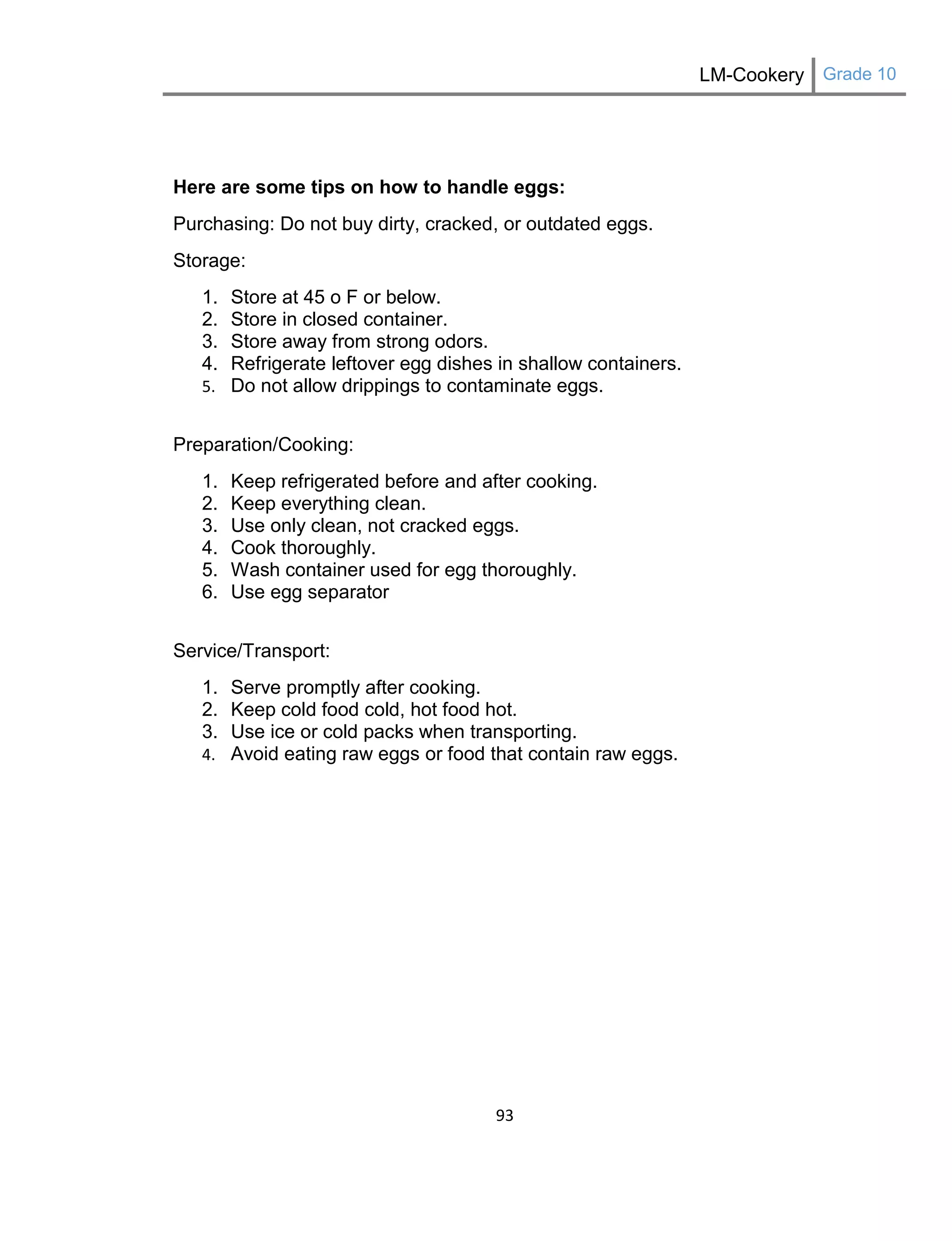 Learning Module Cookery Grade 10 | PDF