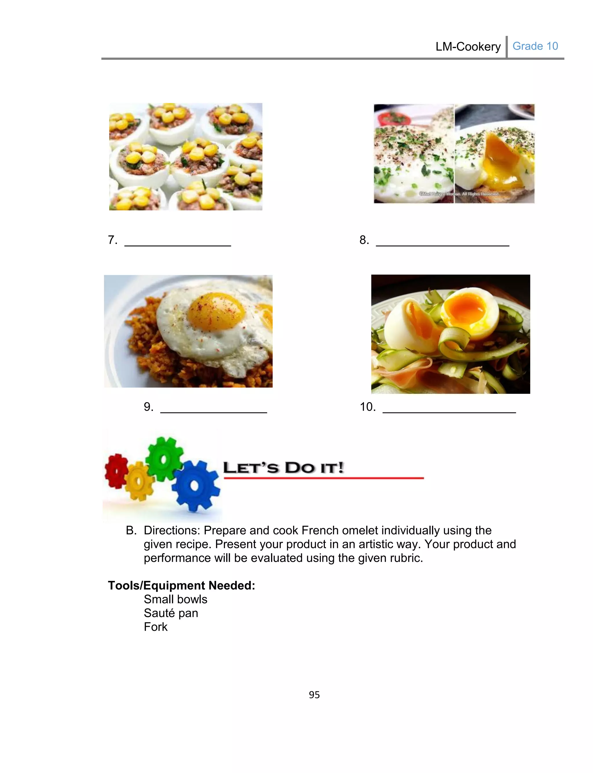 Learning Module Cookery Grade 10 | PDF