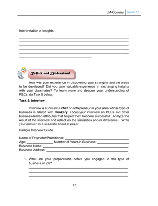 Learning Module Cookery Grade 10 | PDF